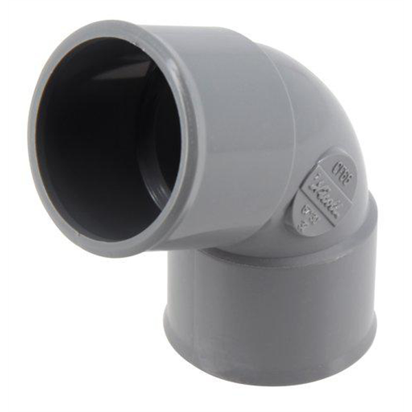 Coude PVC à coller Femelle - Femelle 67° Diamètre 32 mm coloris gris