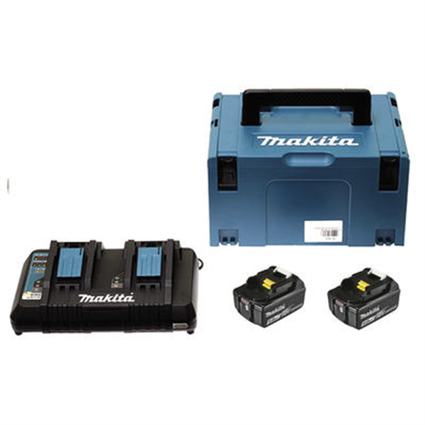 Pack Énergie 18 V Li-Ion Makita (2 batteries 5 Ah + 1 chargeur double) avec coffret MAKPAC 197629-2
