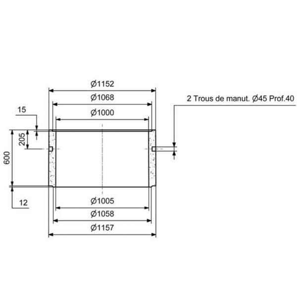 Buse de puit pleine à emboîtement - 600 MM x 1000 MM