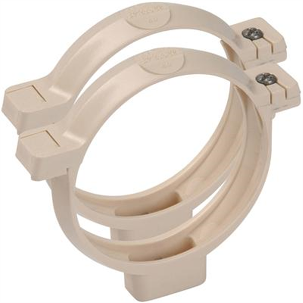 Collier à bride pour tube de descente Nicoll - Diamètre 80 mm - PVC Sable - Lot de 2 pièces