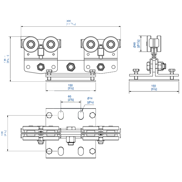 Monture de portail en porte-à-faux Mantion 9958N pour rail 10500 PAF ...