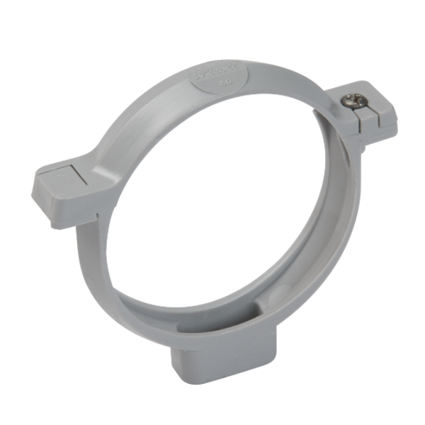 Collier à bride Nicoll pour tube de descente cylindrique - Diamètre 80 mm - PVC - Gris clair