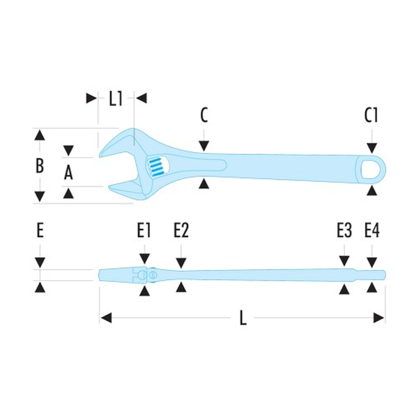 Clé molette Facom 6" réglage rapide Ouverture 23 mm Manche métal