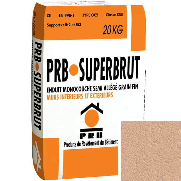 Enduit monocouche semi-allégé fin PRB Superbrut - Rouge estérel - 20 kg